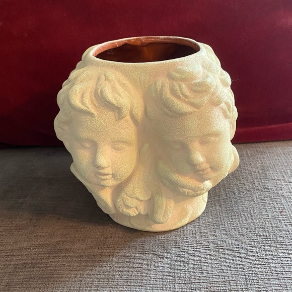 Vintage | Accents | Vintage 4 Cherub Angel Faces Vase Planter Beige ...